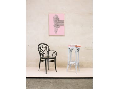 N° 73 | Stool with integrated cushion High wooden barstool By TON