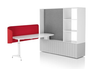 LOCALE Height-adjustable sectional office desk with shelves By Herman ...