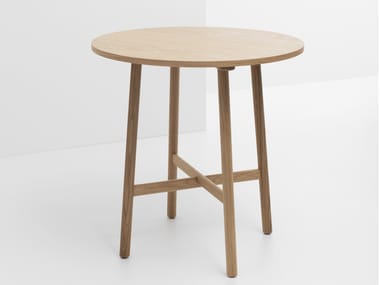 PADDLE Round wooden high table By CRUSO | design Benoît Deneufbourg