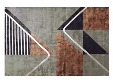 DAFÈ Rectangular handmade rug with geometric shapes By Ghodrati Rug ...