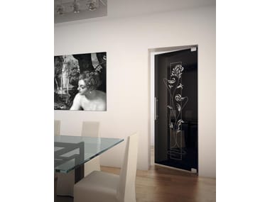 Double-acting door with snap closing and pivot hinges TUTTOVETRO SLIVER ...