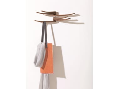 WING Wall-mounted walnut coat rack By Arper | design Lievore Altherr Molina