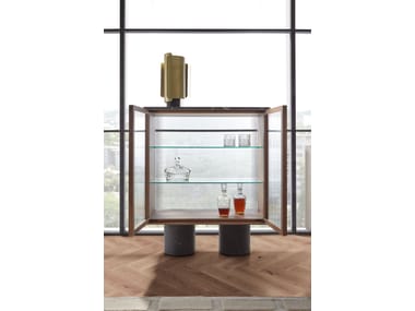 RIO Wood and glass highboard with doors By Punt | design Sebastian Herkner