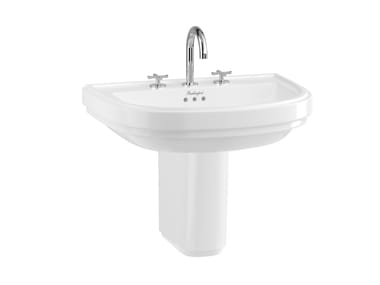 RIVIERA | Ceramic materials washbasin 650mm D-shape semi-pedestal basin ...