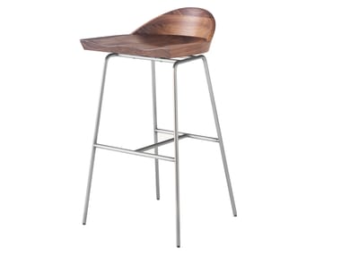 SPINDLE Steel and wood bar stool with back By BassamFellows | design ...