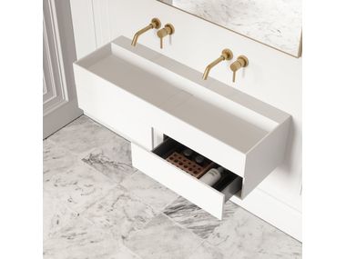 THINN Double Resin Stone vanity unit with integrated washbasin By LUSSO