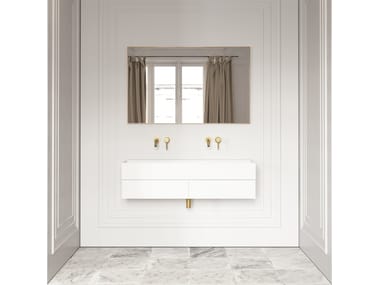 THINN Double Resin Stone vanity unit with integrated washbasin By LUSSO
