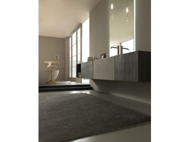 MORE Single wall-mounted oak vanity unit with mirror By MODULNOVA ...