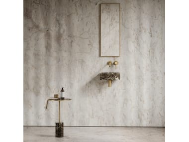 VASEL | Dark Emperador marble handrinse basin Rectangular wall-mounted ...
