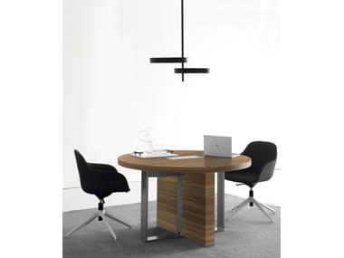 VIGO Round melamine and metal meeting table with cable management By ...