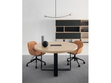 VIGO Round melamine and metal meeting table with cable management By ...