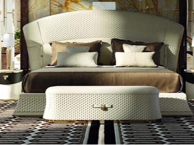 VOGUE Upholstered leather bench By Turri