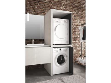 Tall wall-mounted melamine laundry room cabinet for washing machine ...