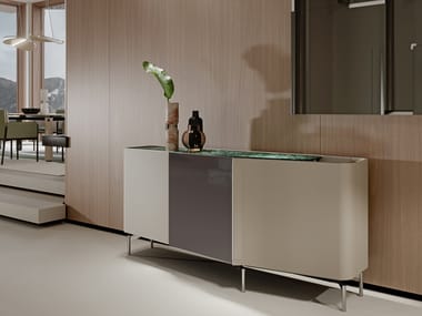 ZENIT Sideboard with hinged door covered in leather By Turri | design ...