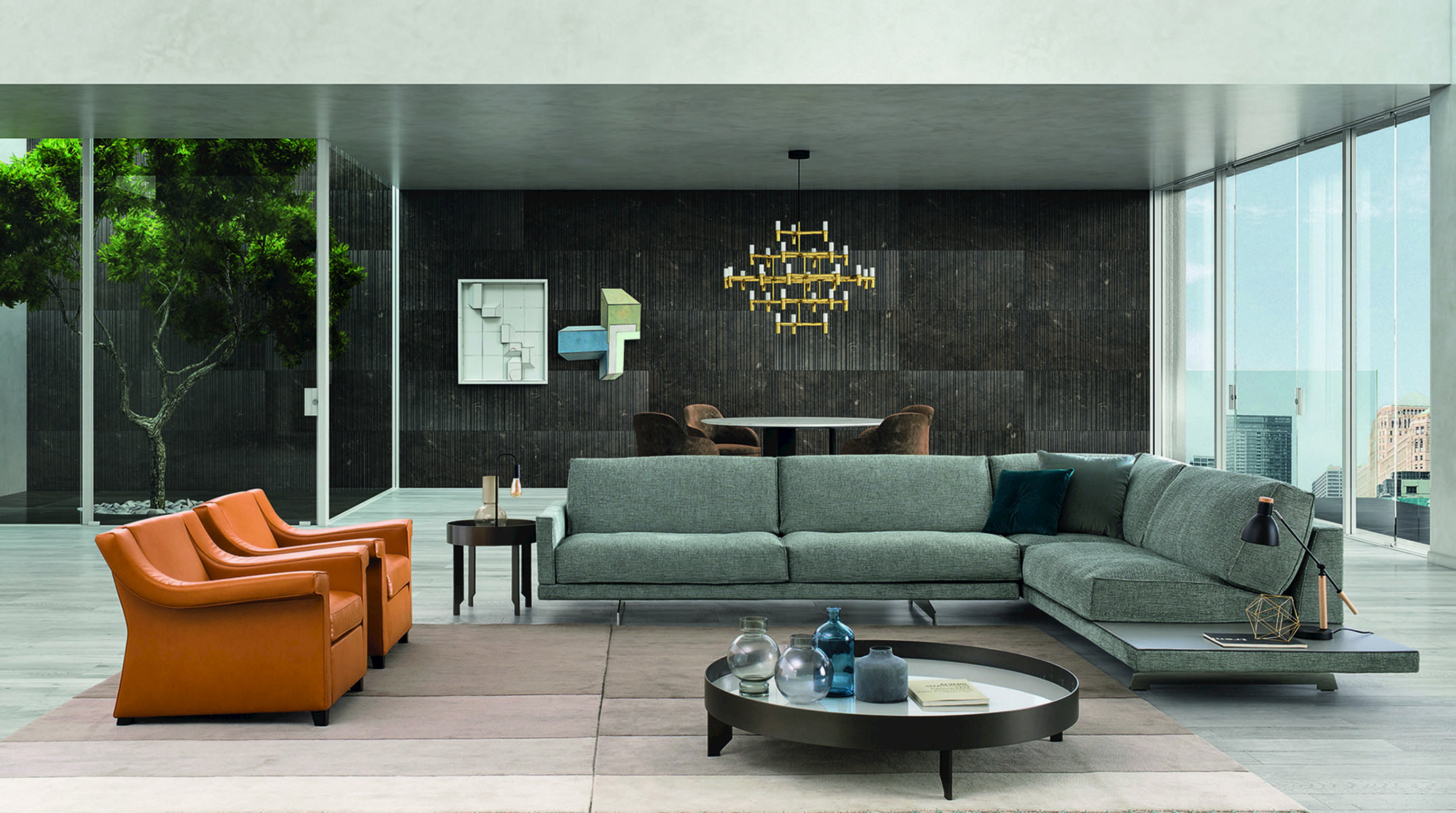 É TIME | Sectional sofa Corner fabric sofa with integrated magazine ...