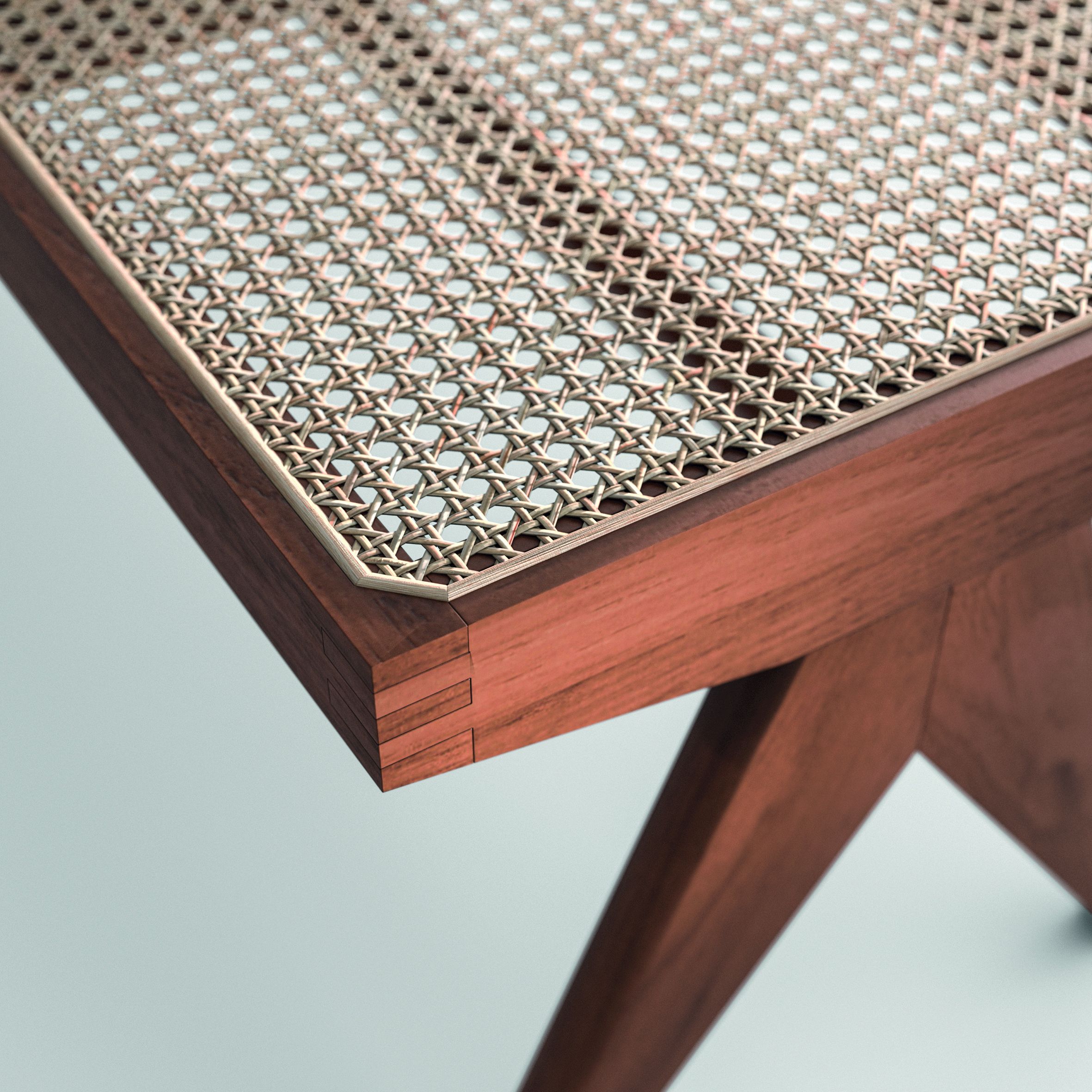 Solid wood and Vienna cane bench 057 CIVIL BENCH By Cassina