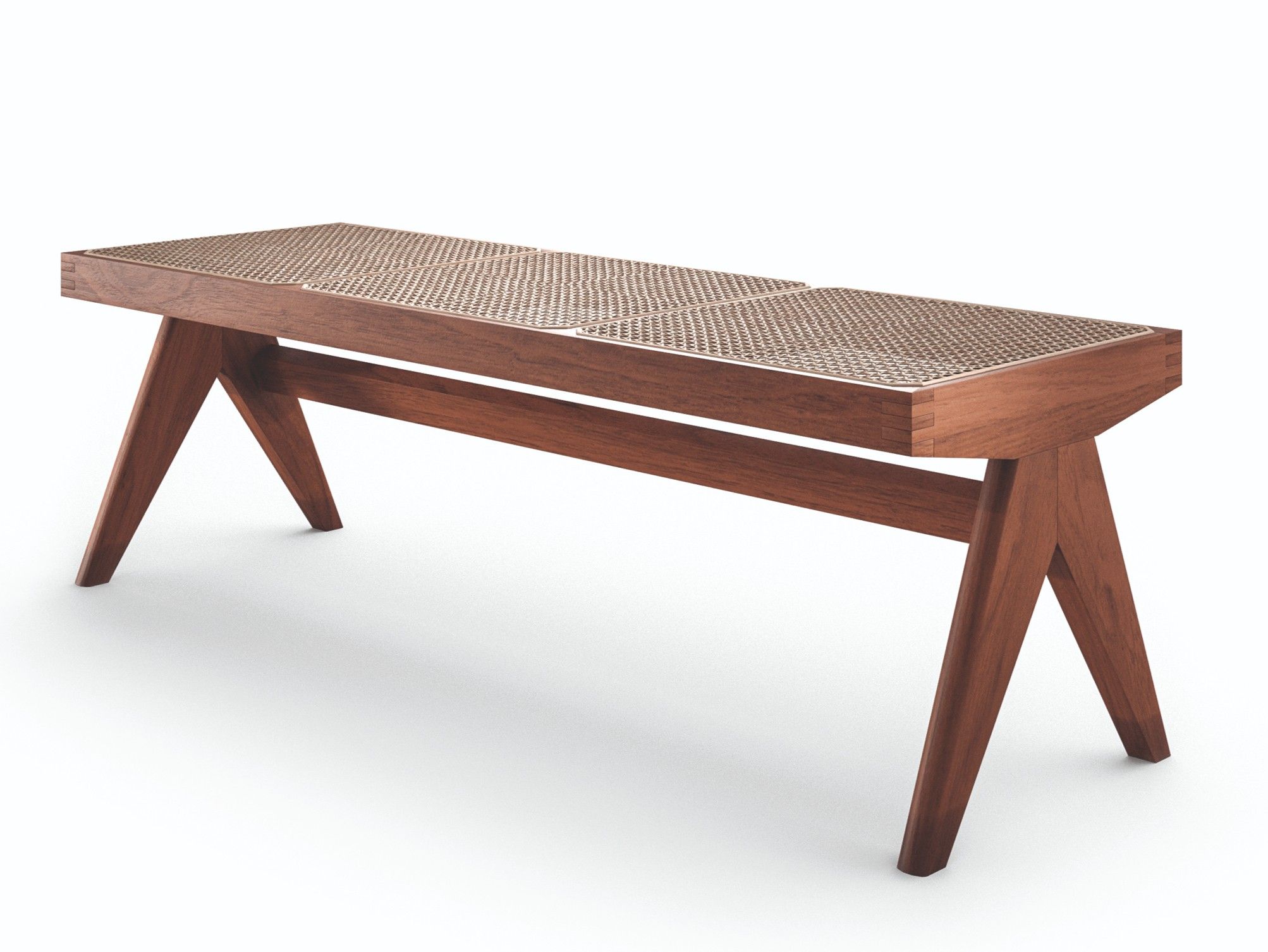 Solid wood and Vienna cane bench 057 CIVIL BENCH By Cassina