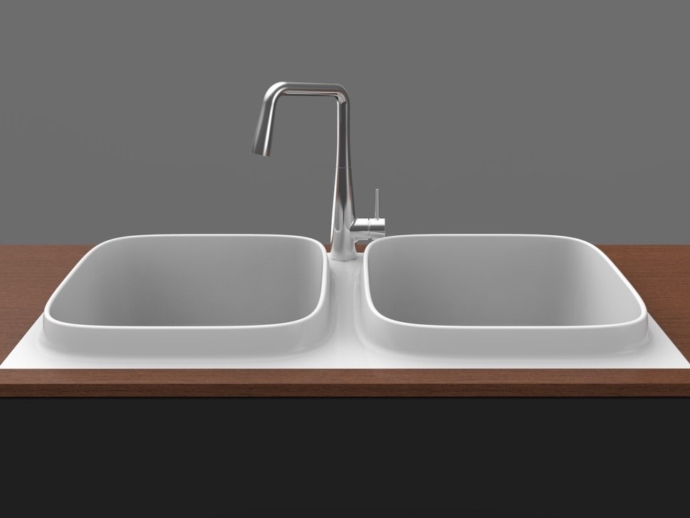 UP 2 bowl built-in flush-mounted ceramic sink By Scarabeo Ceramiche ...