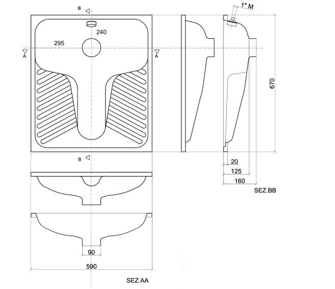 Wc pubblico alla turca in acciaio inox 2071 | Wc pubblico alla turca ...