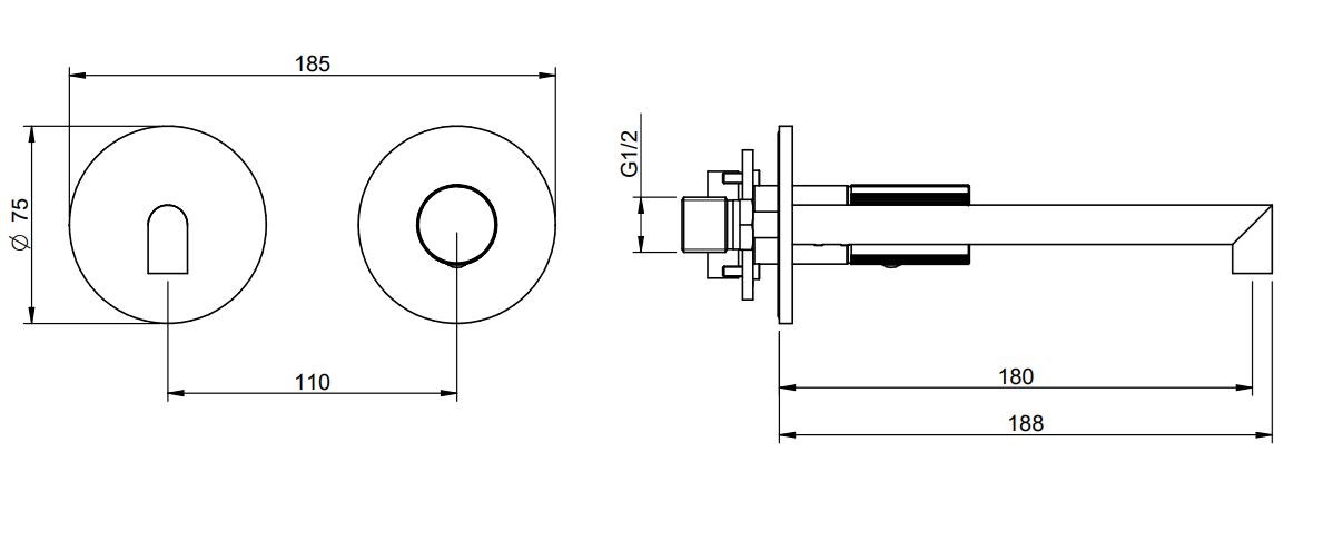 28MM Wall-mounted steel washbasin mixer By Rubinetterie Treemme ...