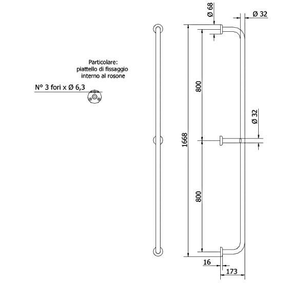 300-I | Grab bar Fixed vertical grab bar By Thermomat