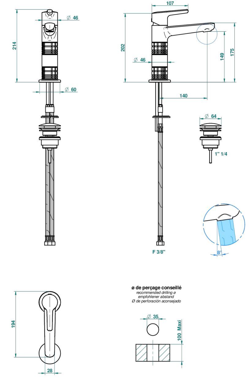 SYSTEM CRYSTAL Washbasin tap By THG Paris
