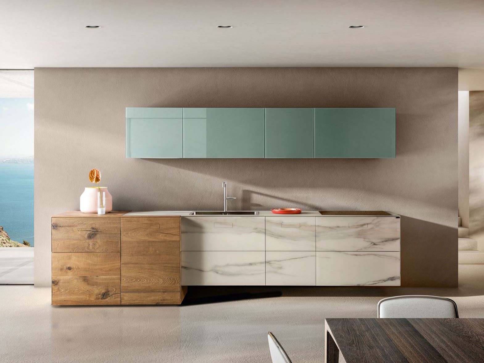 36E8 MARBLE XGLASS 1096 | Linear kitchen 36e8 Collection By Lago design ...