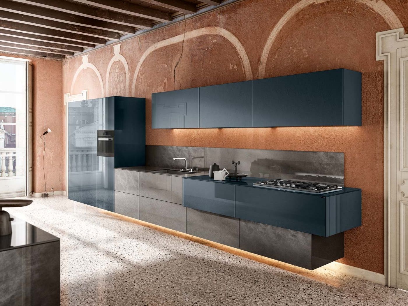 36E8 METAL XGLASS | Linear kitchen By Lago