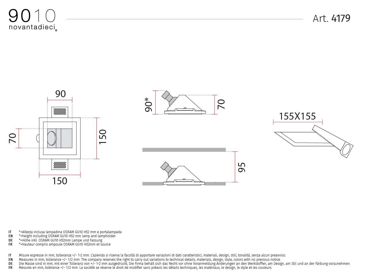 4179 | Spot encastrable Applique / lampe de plafond en Cristaly® By ...