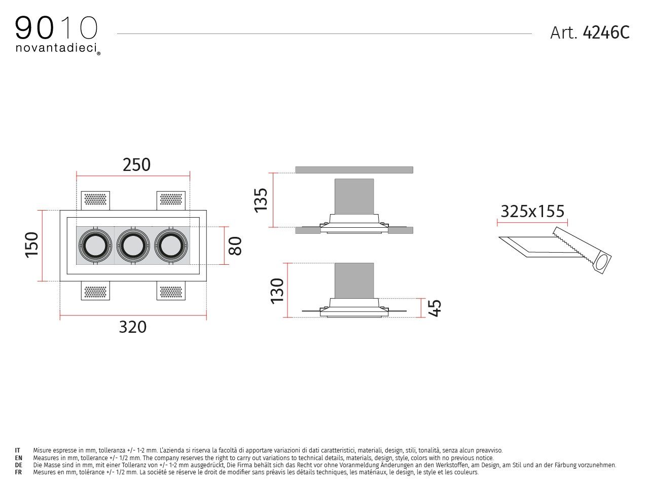 4246C | Recessed spotlight Multiple ceiling recessed Cristaly ...