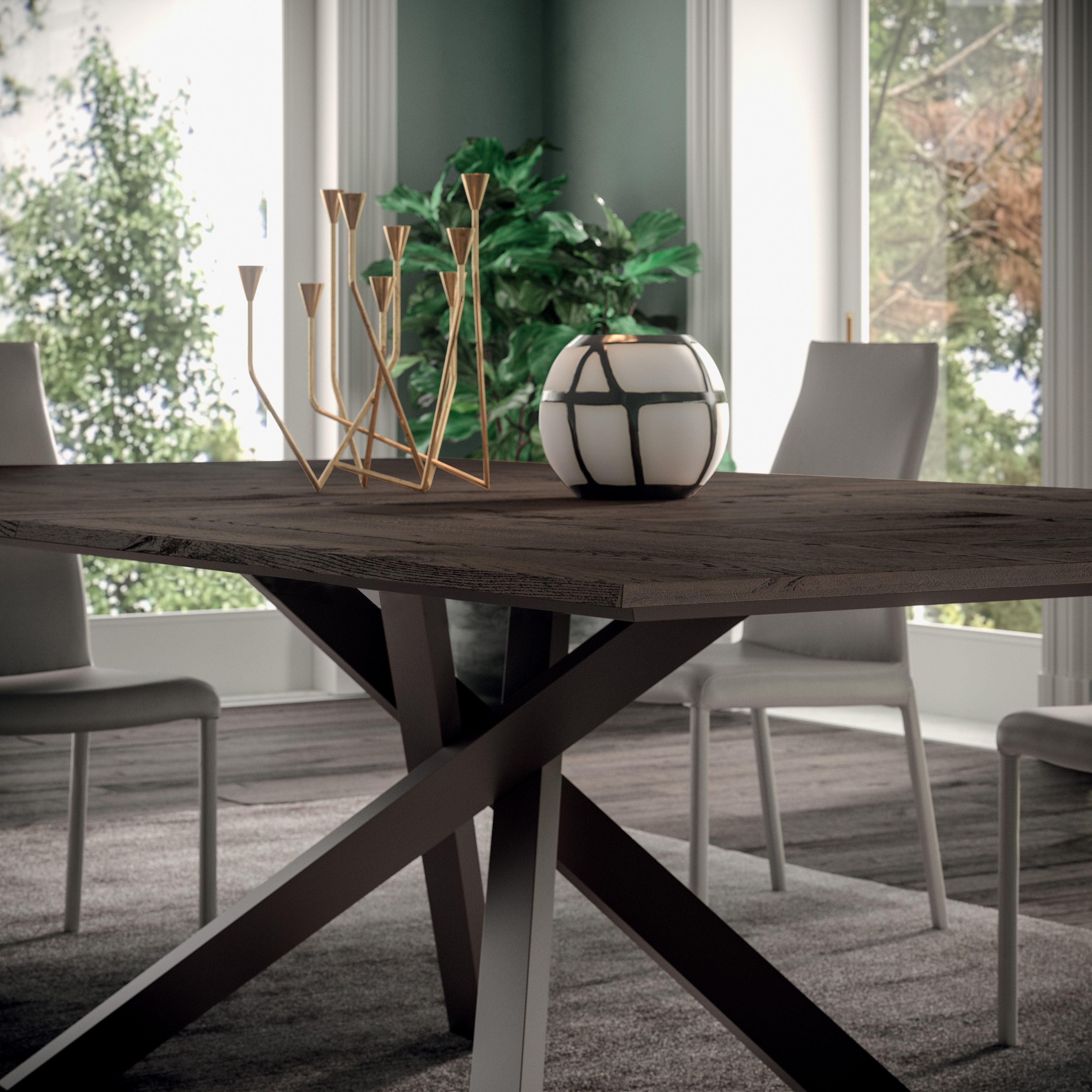 4X4 Table extensible rectangulaire en acier et bois By Ozzio Italia ...