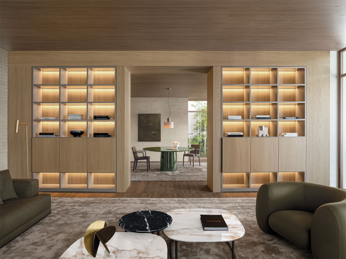 505 UP SYSTEM Libreria componibile in legno con illuminazione By ...