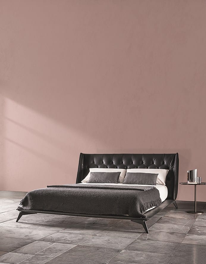 Letto matrimoniale in pelle con testiera capitonné 5700 OPERA By Vibieffe