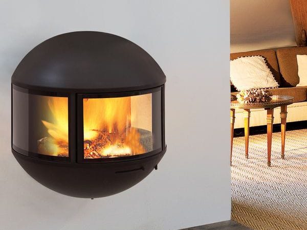 EDOFOCUS 631 CON USCITA POSTERIORE Caminetto a parete con vetro panoramico By Focus creation ...