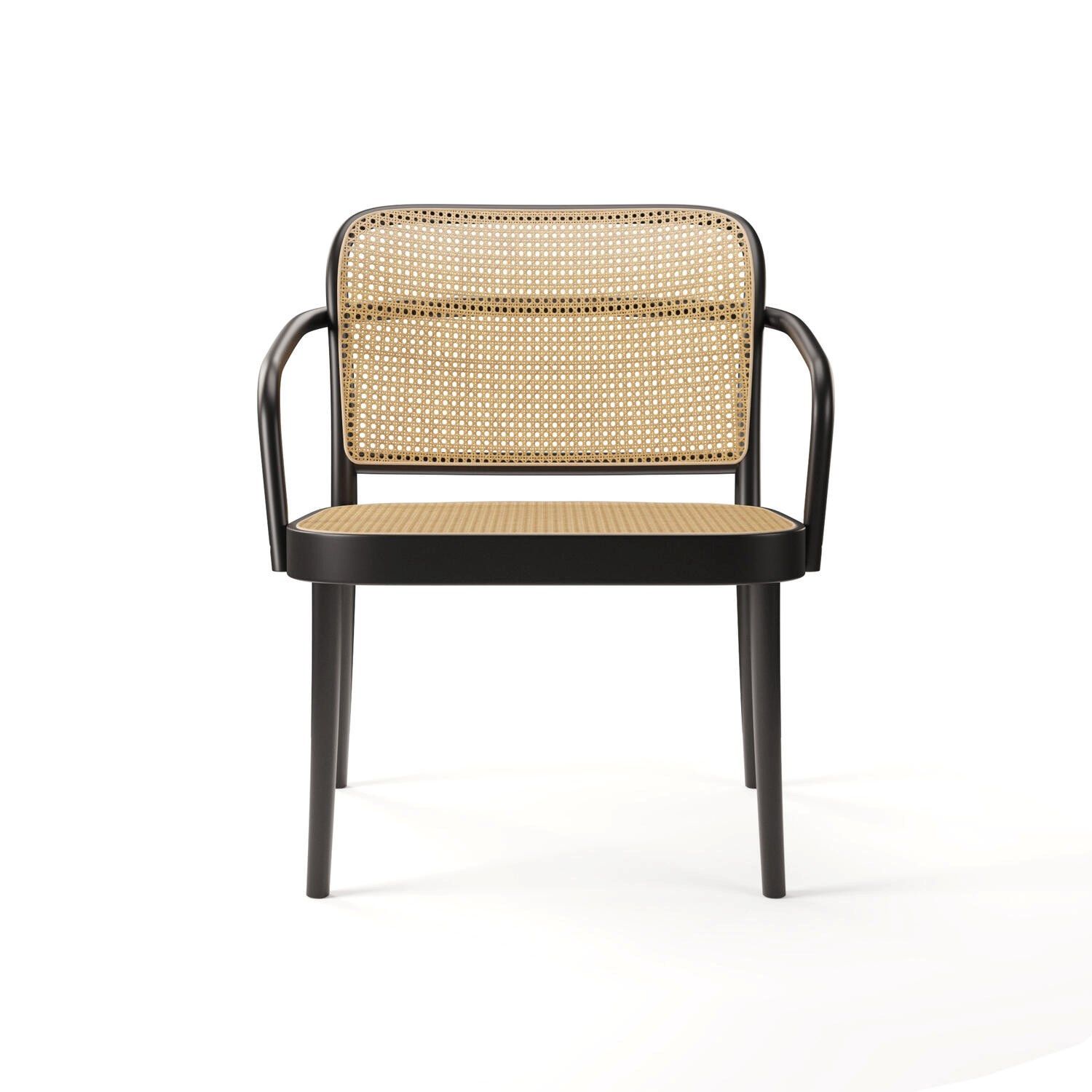 811 Vienna straw easy chair with armrests By TON | design Josef Frank