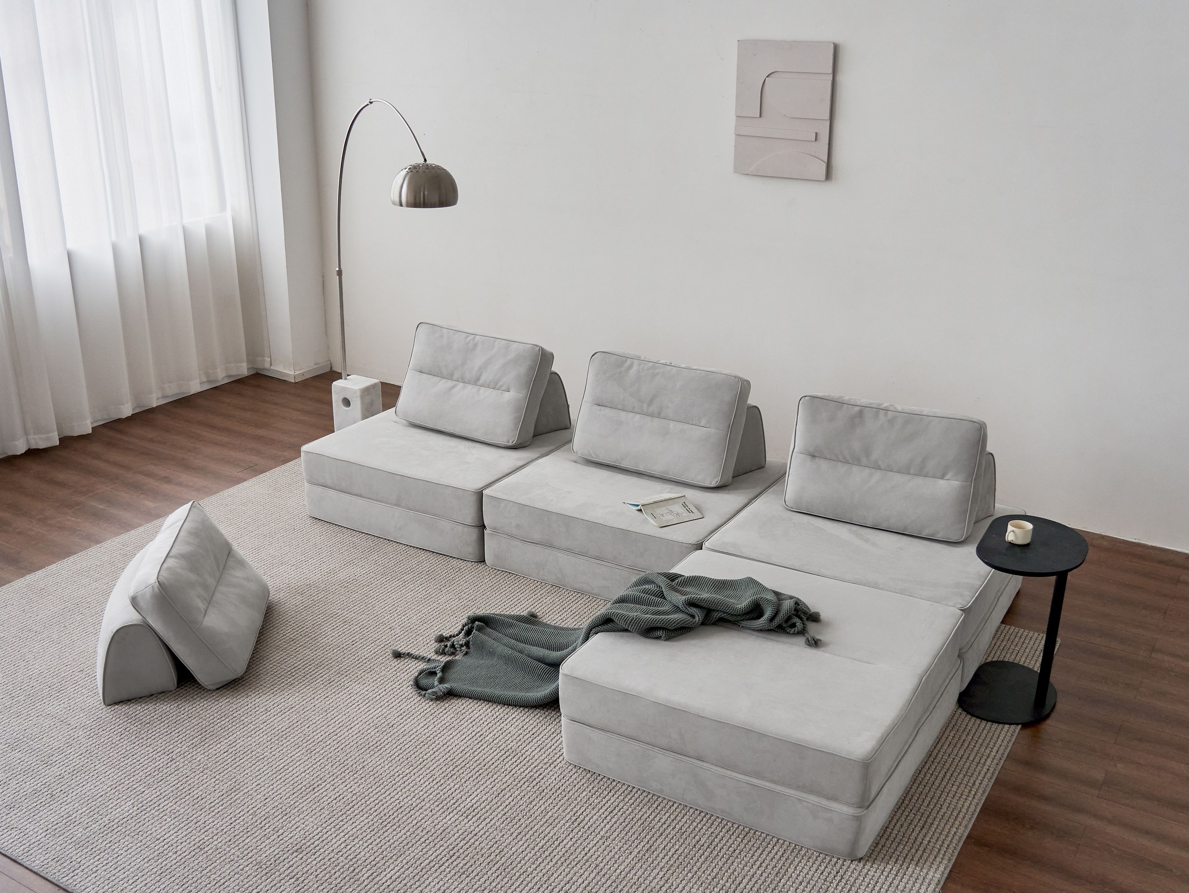 9-LAYER Convertible fabric sofa with chaise longue By grado design