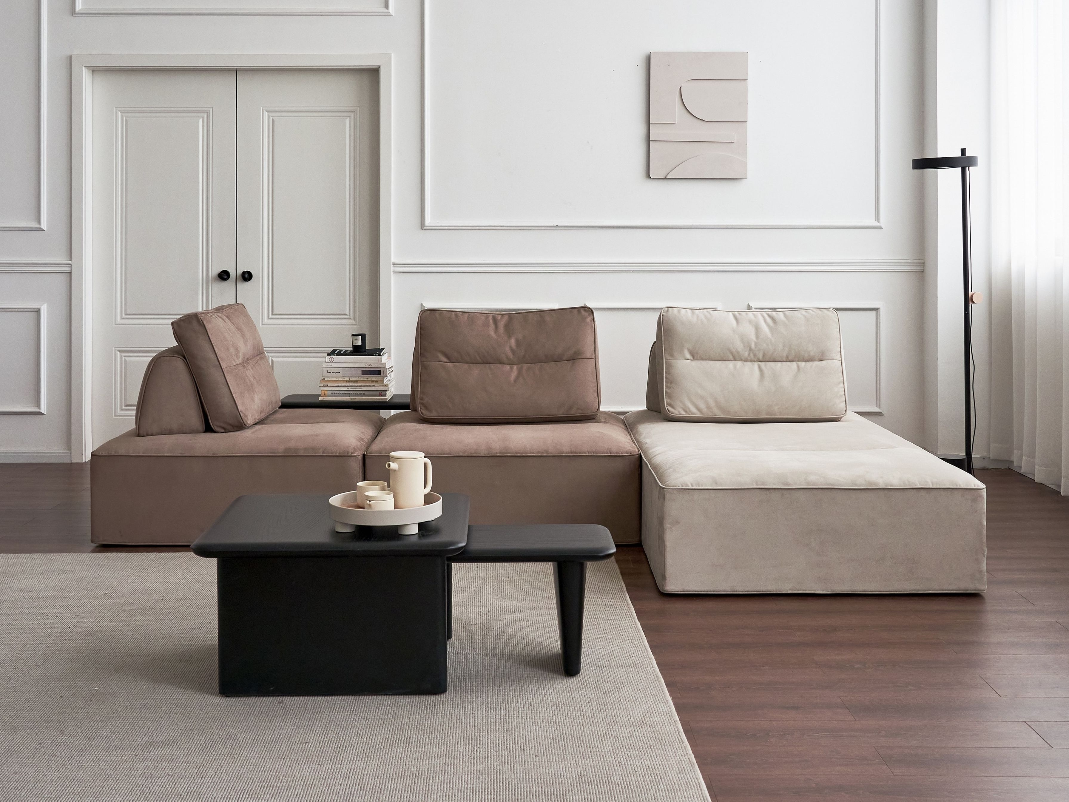 9-LAYER THICK | Sofa with chaise longue Sectional fabric sofa with ...