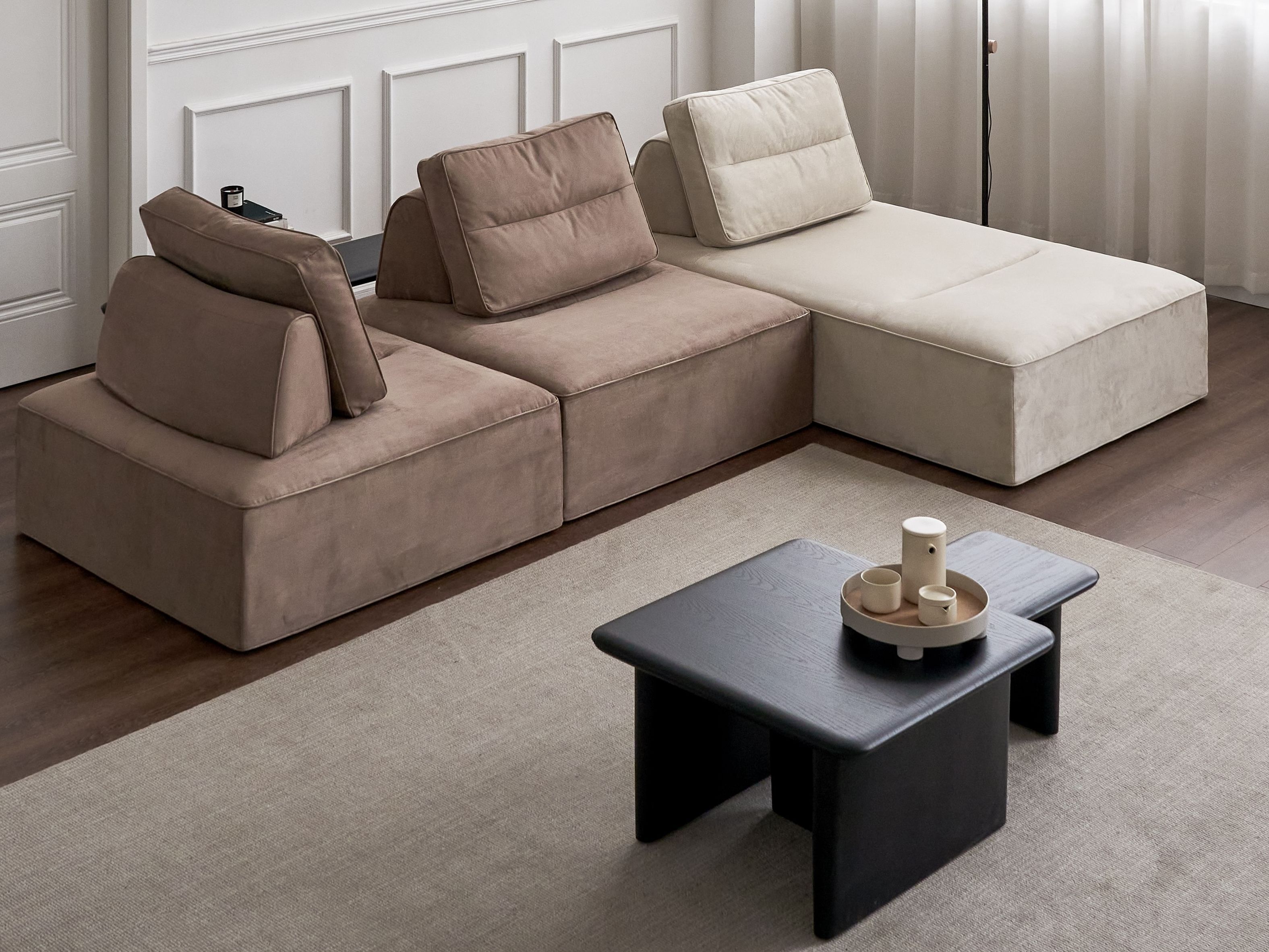 9-LAYER THICK | Sofa with chaise longue Sectional fabric sofa with ...