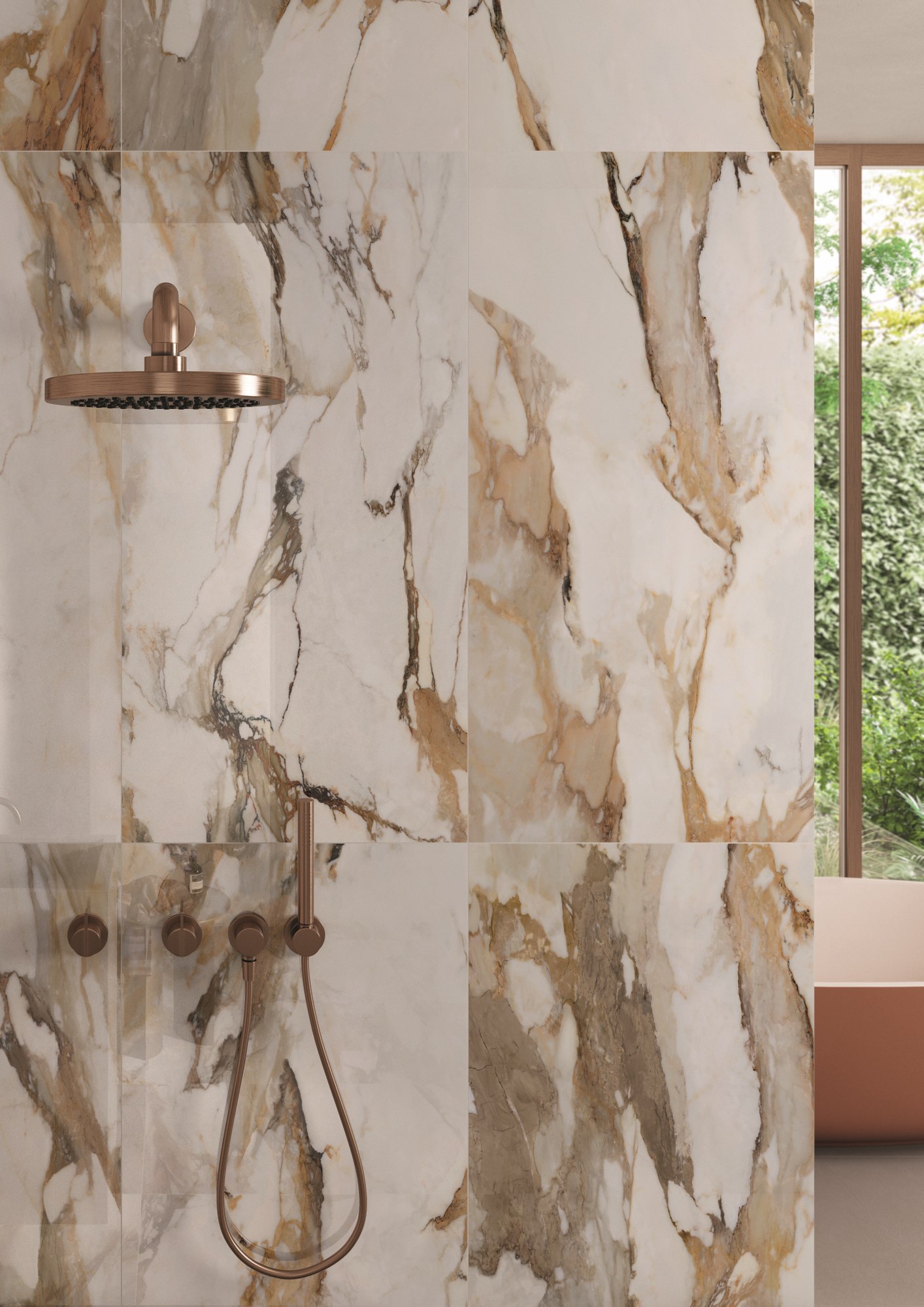 Porcelain stoneware wall/floor tiles with marble effect 9CENTO ALBA ORO ...