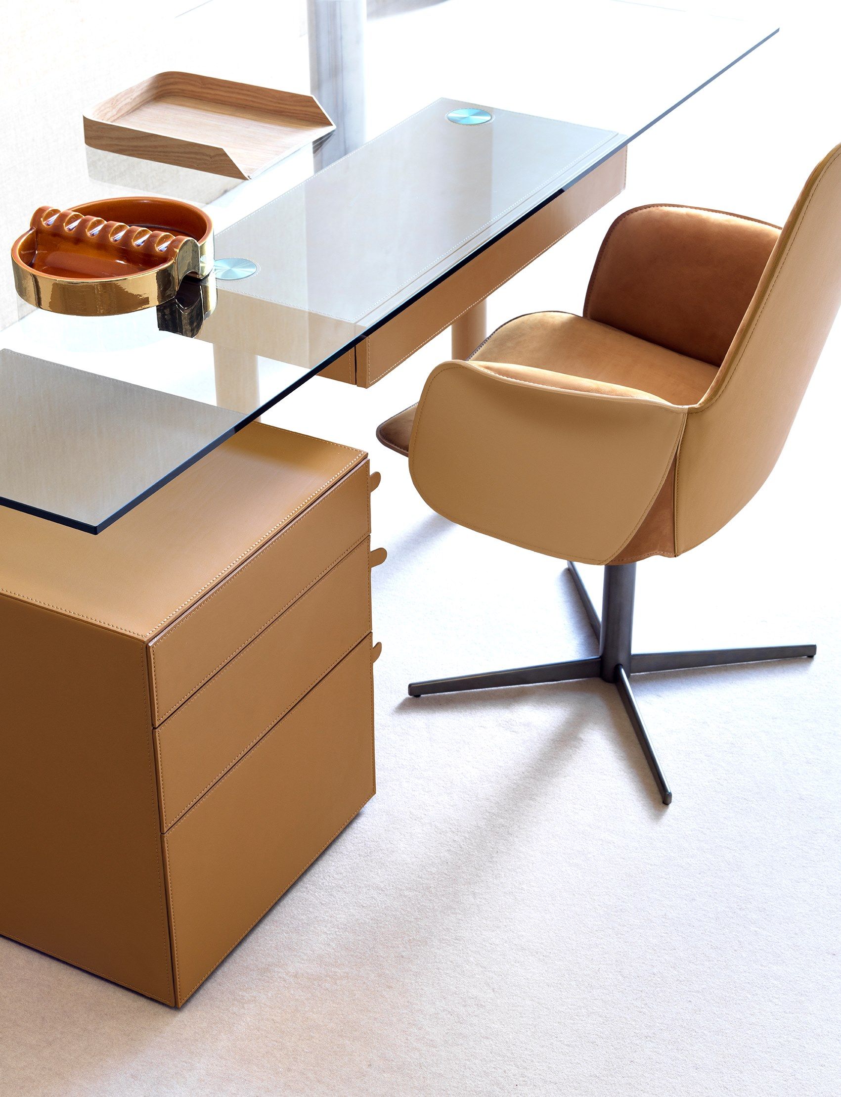 ABACO Glass and steel writing desk with drawers By fasem | design ...