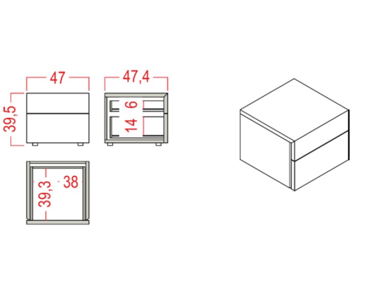ACCA | Comodino quadrato Collezione Acca By Silenia