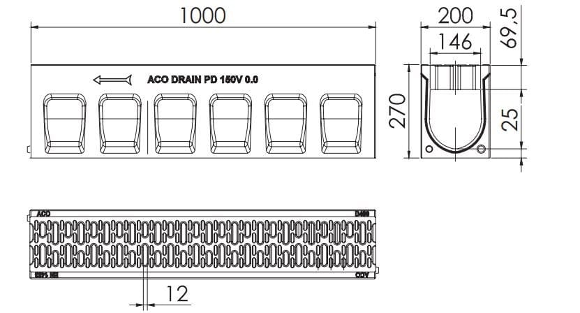 ACO DRAIN® MONOBLOCK PD150 V Canale di drenaggio in calcestruzzo polimerico By ACO