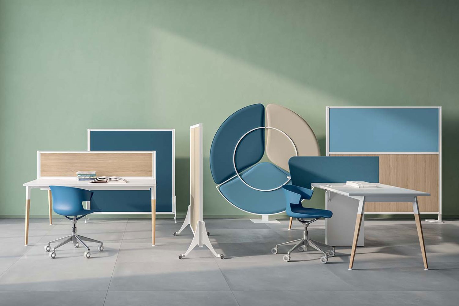 SCREEN Sound absorbing desktop partition By Quadrifoglio Group