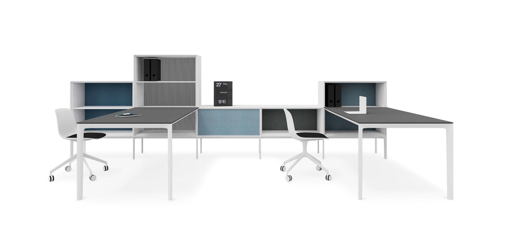 ADD SYSTEM Sectional HPL office desk with shelves By Lapalma | design ...