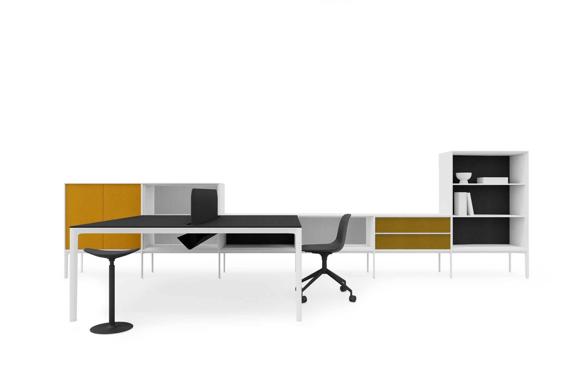 ADD SYSTEM Sectional HPL office desk with shelves By Lapalma | design ...