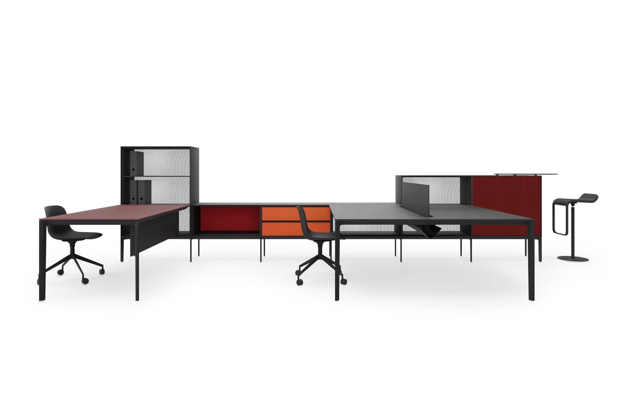 ADD SYSTEM Sectional HPL office desk with shelves By Lapalma | design ...