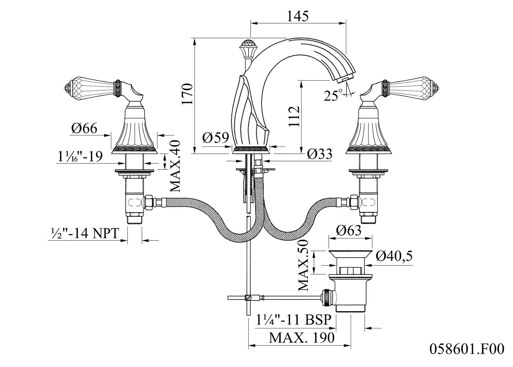 ADRIATICA 3 hole brass washbasin tap with Swarovski® crystals By ...