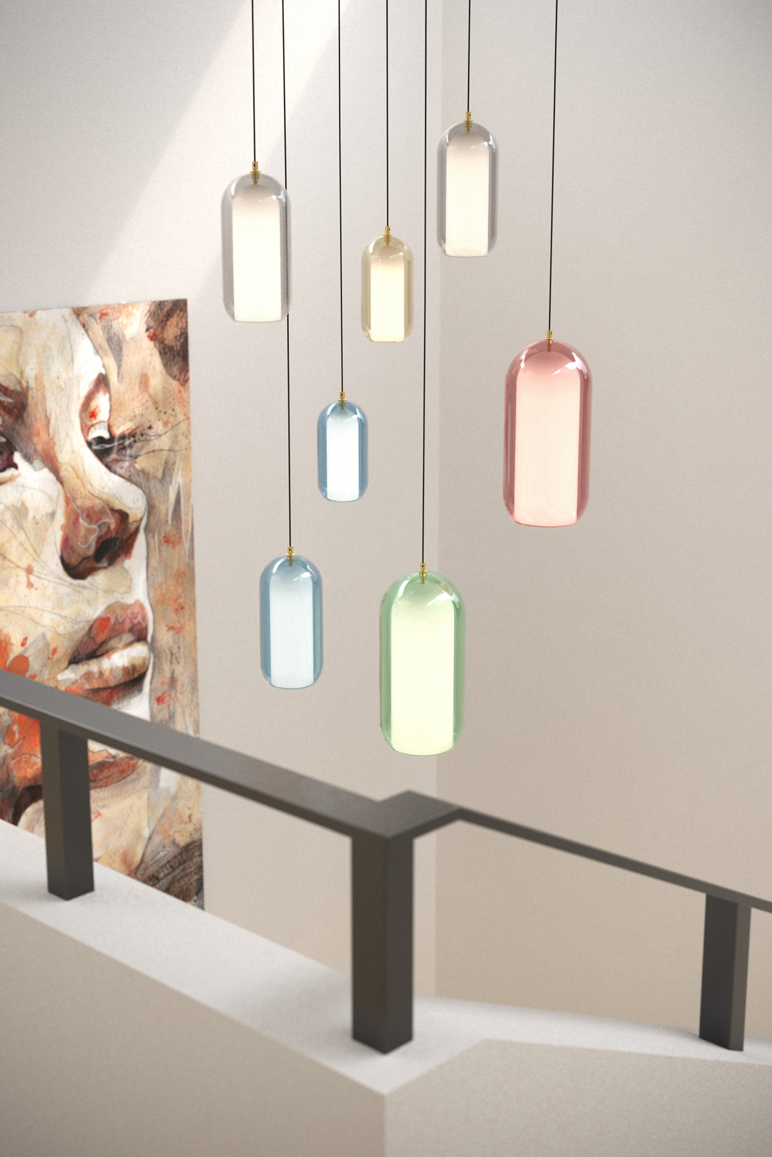 AERON Blown glass pendant lamp By Cangini & Tucci