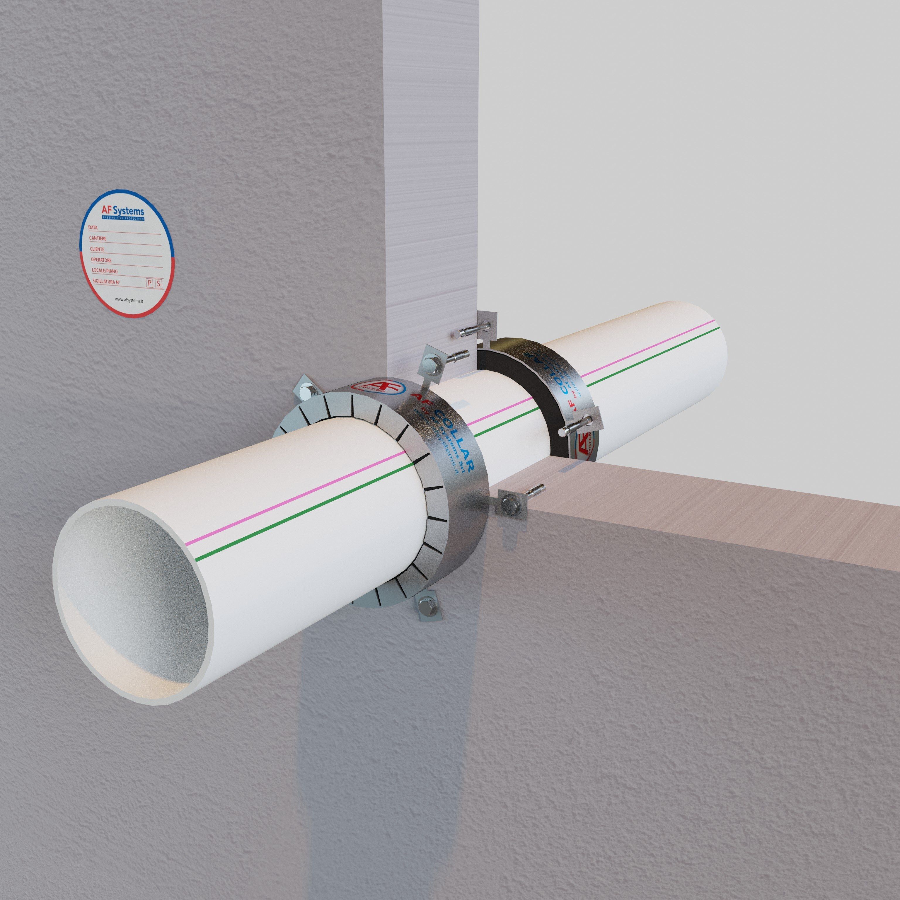 Fireproofing collars for plastic pipes AF COLLAR By AF SYSTEMS
