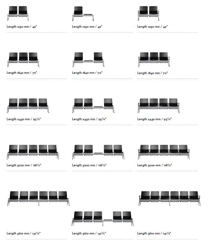 AIRLINE | Steel beam seating By Vitra design Norman Foster